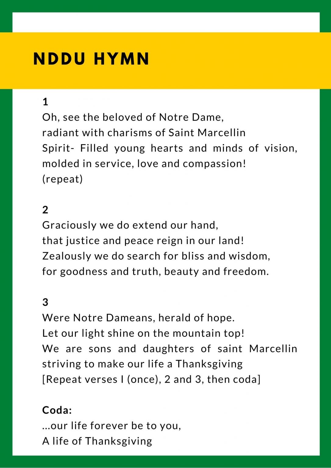 NDDU Hymn – Notre Dame of Dadiangas University