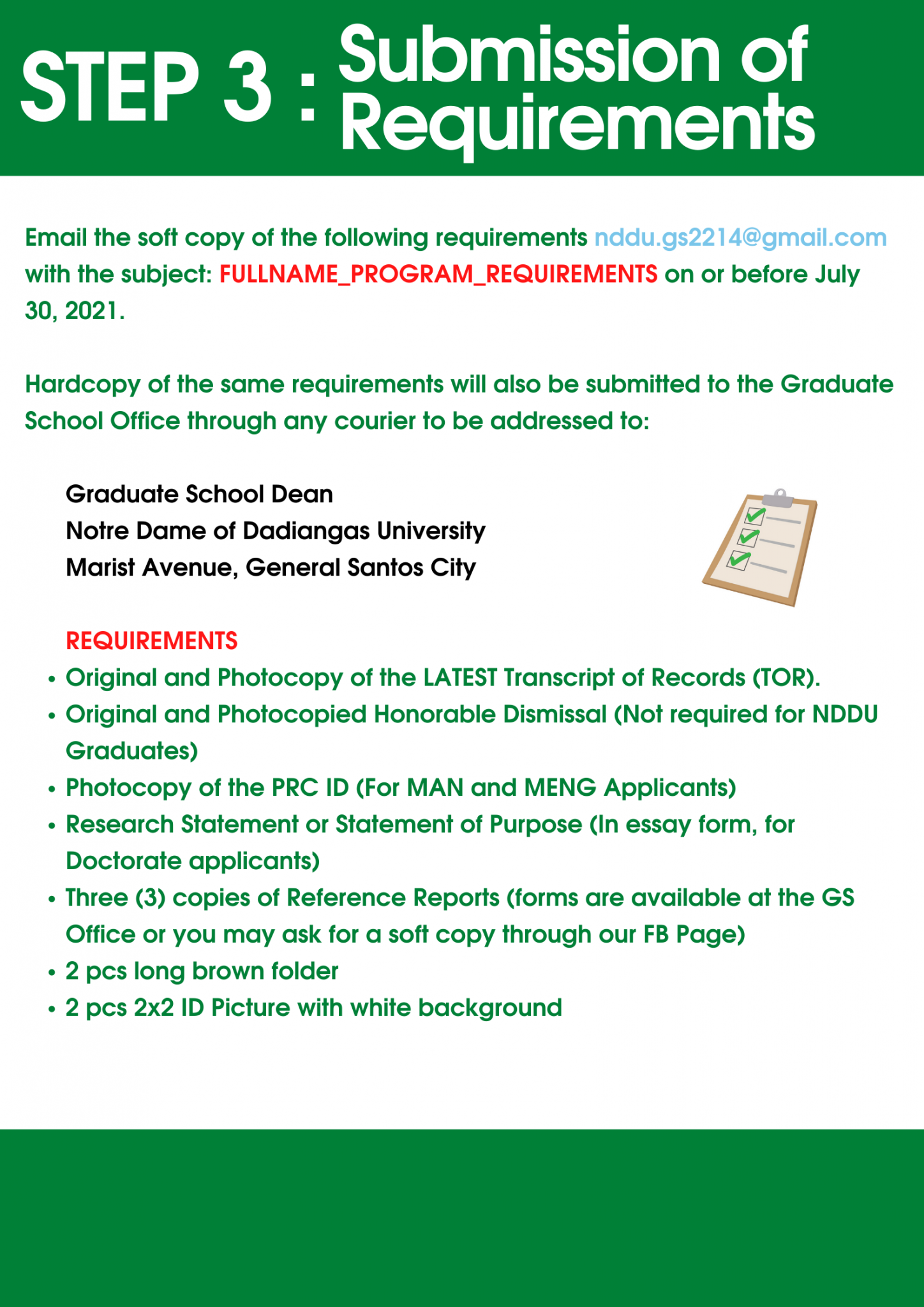 Graduate School – Notre Dame of Dadiangas University