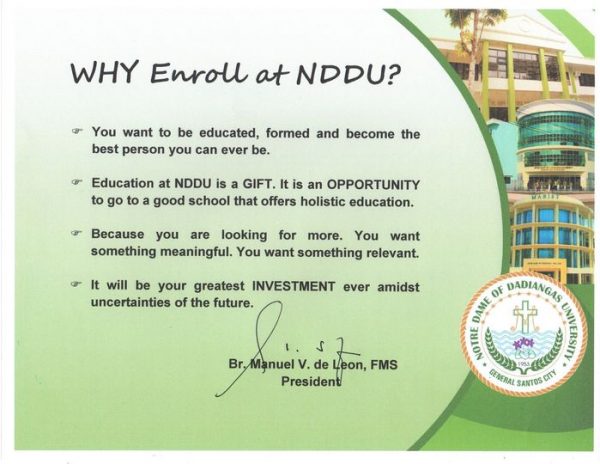 MESSAGE | FROM THE UNIVERSITY PRESIDENT: WHY ENROLL AT NDDU? – Notre ...